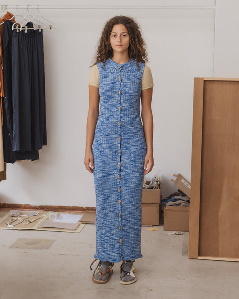 Drip Dress - Organic Cotton Knit - Blue Melange – Baserange Store ...
