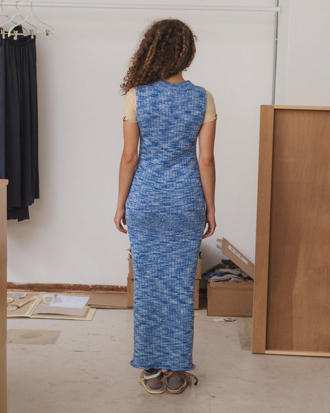 Drip Dress - Organic Cotton Knit - Blue Melange – Baserange Store ...